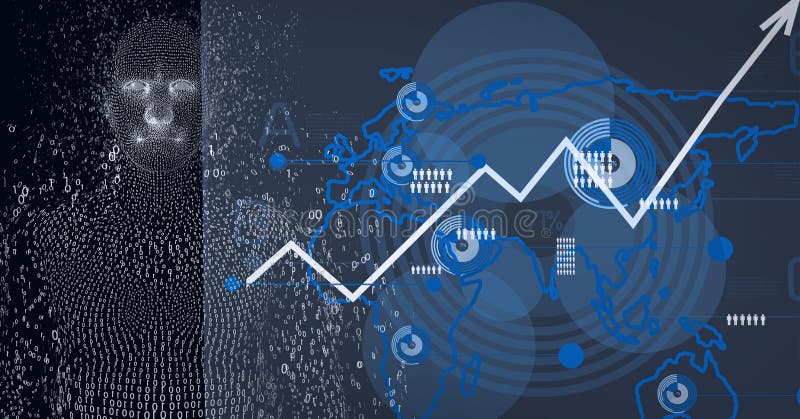 Composition Of Exploding Human Bust With Binary Coding Over Data 8622