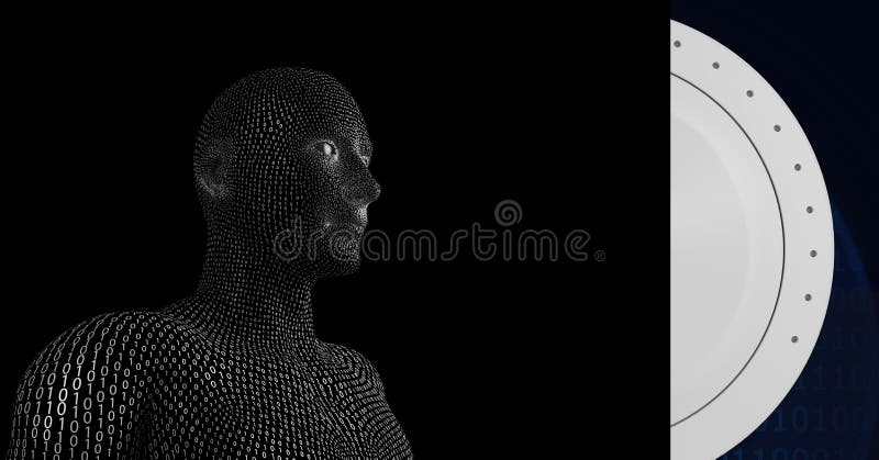 Composition of Exploding Human Bust with Binary Coding Over Scopes ...