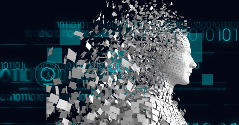 Composition of Exploding Human Bust Formed with White Particles ...