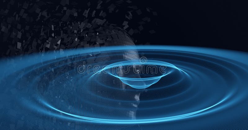 Composition of Exploding Human Head and Blue Scopes Spinning Stock ...