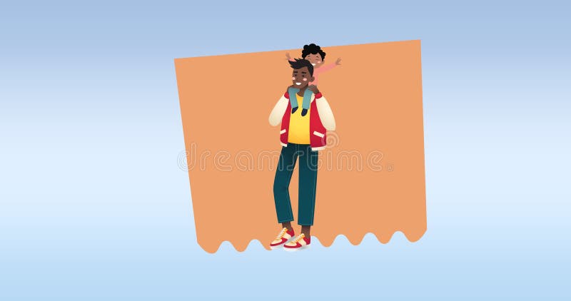 Composition of Family Smiling on Blue Background Stock Illustration ...