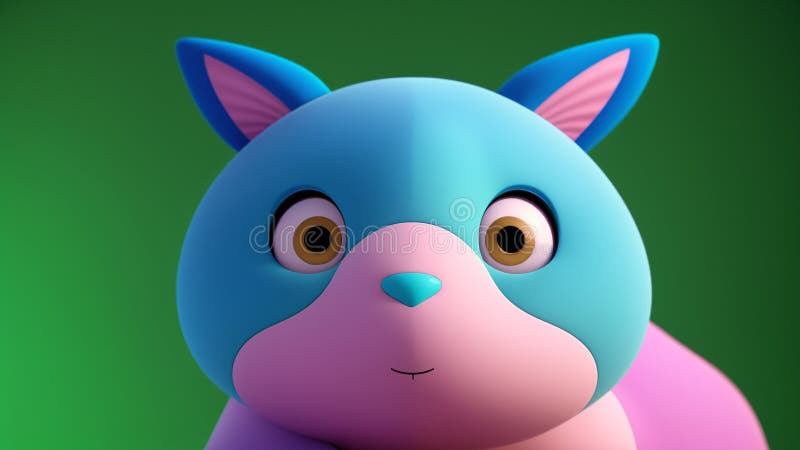 A Composition of a Fascinating Blue and Pink Cat with Big Eyes Stock ...