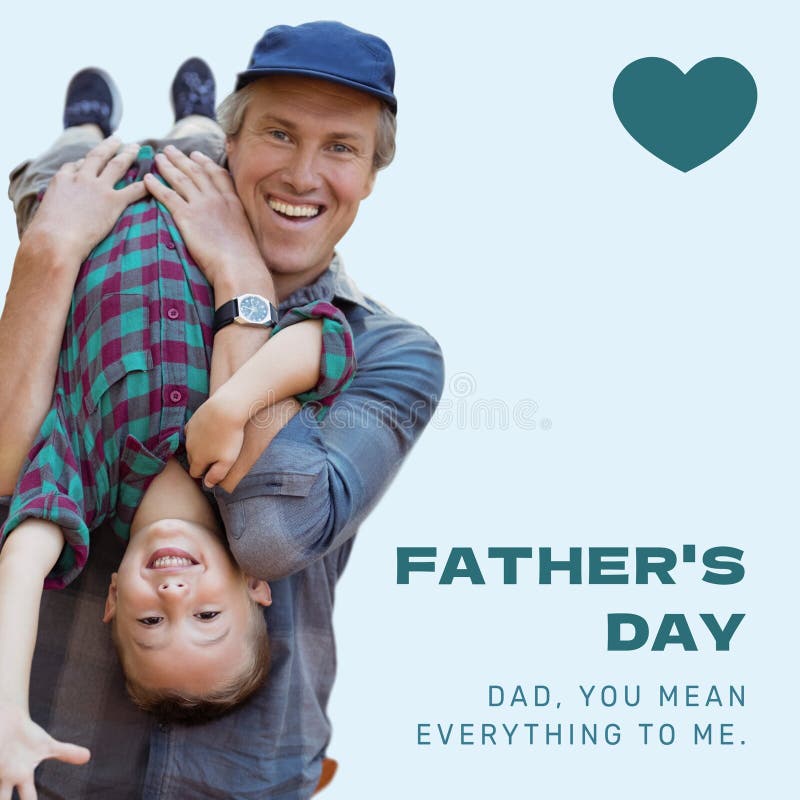Composition of Father S Day Text Over Caucasian Father with Son Playing ...