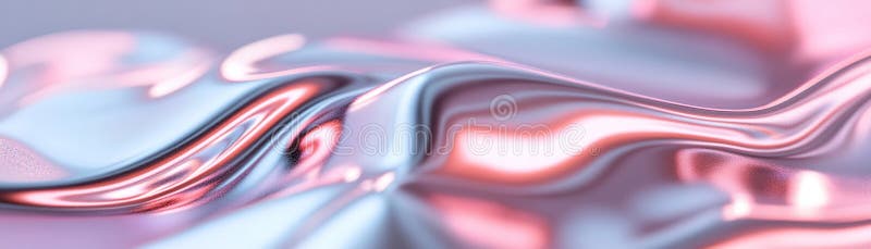 The Composition Features an Abstract Liquid Chrome Texture with Smooth ...