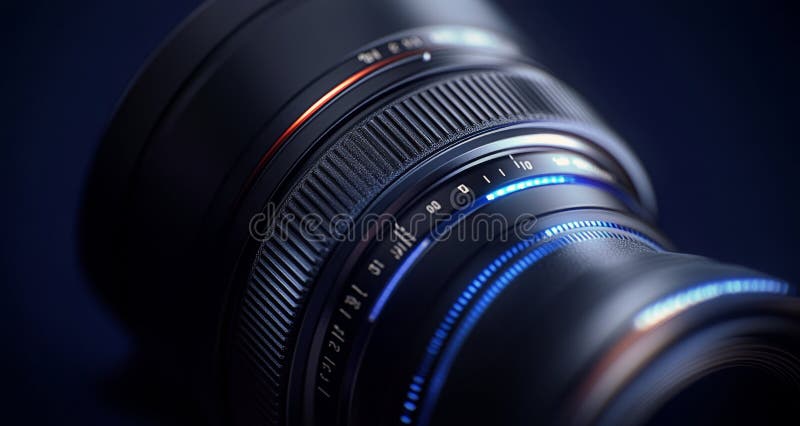 Close-up View of a Professional Camera Lens Showcasing Detailed ...