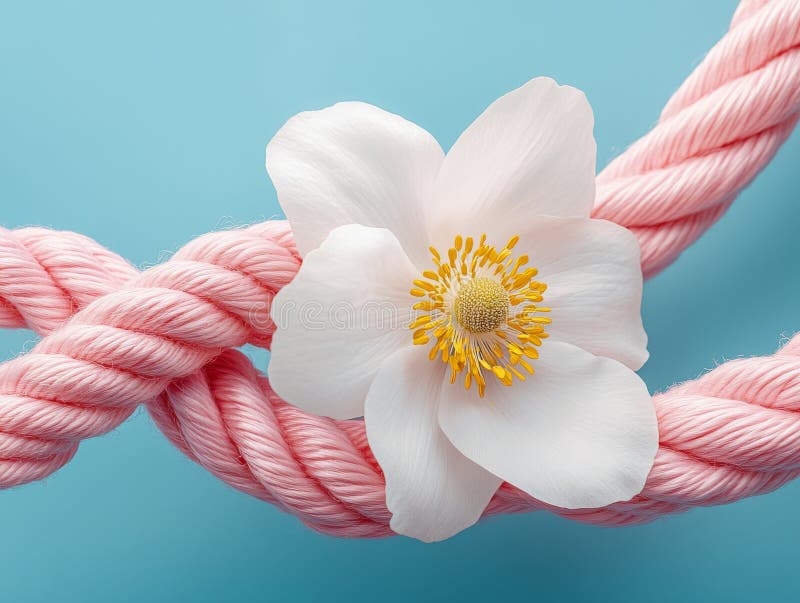 Pink Rope Bow Flower Form Isolated on White Stock Image - Image of ...
