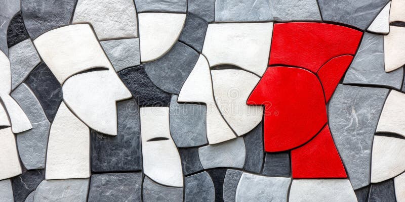 A Bold Red Figure Stands Out among Gray Ones, Showcasing Individuality ...