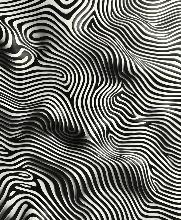 Abstract Repetitive Patterns Creating Wave-like Textures in Black and ...