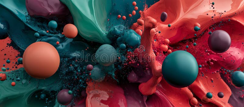 This Composition Features an Explosion of Vibrant Colors and Textures ...