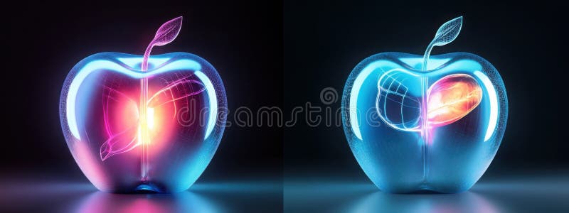 Glowing Apple with Inverted Colors Showcases Vibrant Interior and ...
