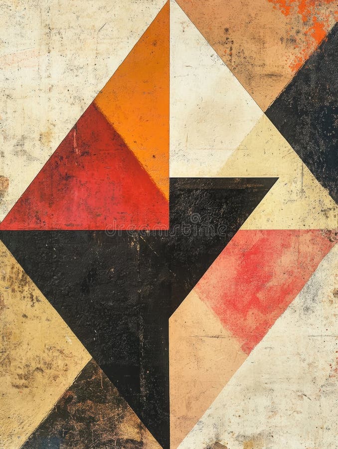 The Composition Features Large Asymmetrical Triangles in Vivid Colors ...