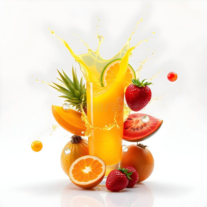 Realistic Juice Splash Burst Composition with Spray Images and Ripe ...