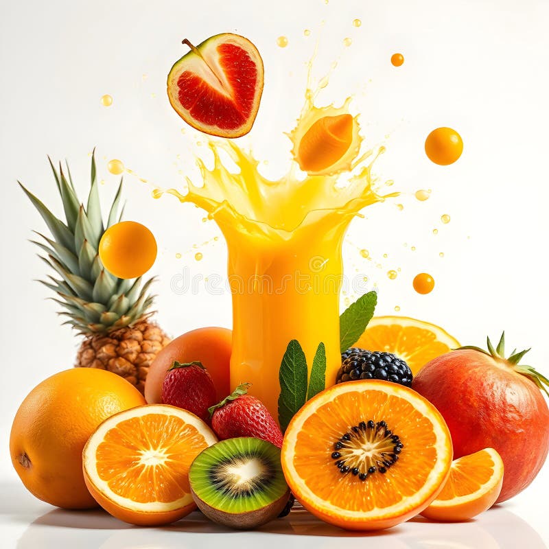 Realistic Juice Splash Burst Composition with Spray Images and Ripe ...