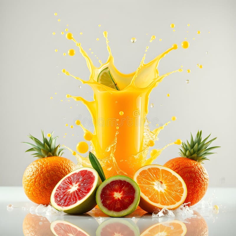 Realistic Juice Splash Burst Composition with Spray Images and Ripe ...