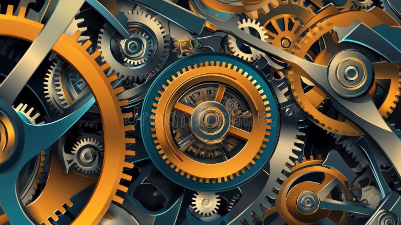 Composition Features Rich Array Mechanical Gears Interlocking and ...