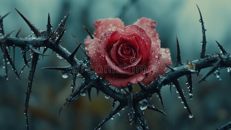 Composition Features Single Red Rose Heart Shaped Petal Its Center ...