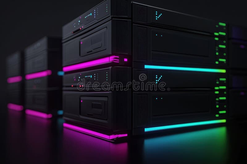 This Composition Features Stacked Server-like Blocks Illuminated with ...