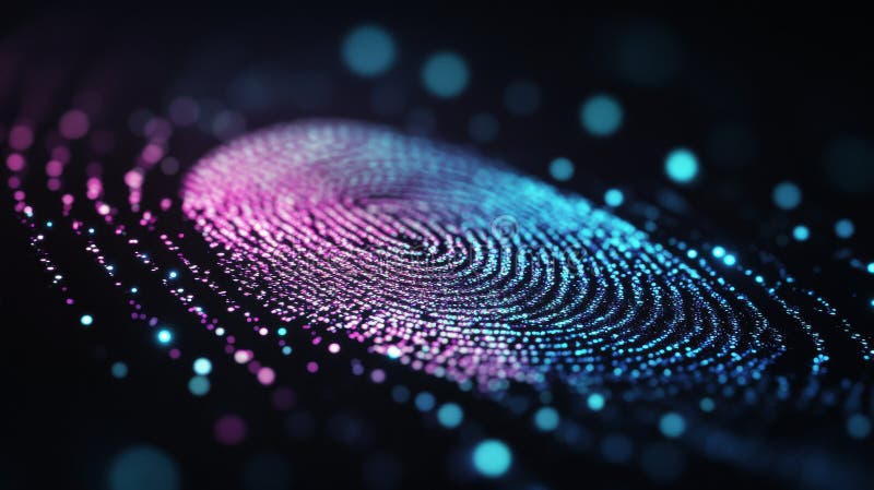 Digital Fingerprint Design Showcasing Vibrant Blue and Pink Patterns ...