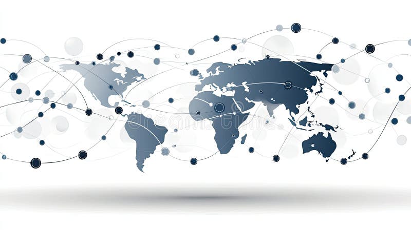 This Composition Features a Stylized Representation of the World Map in ...