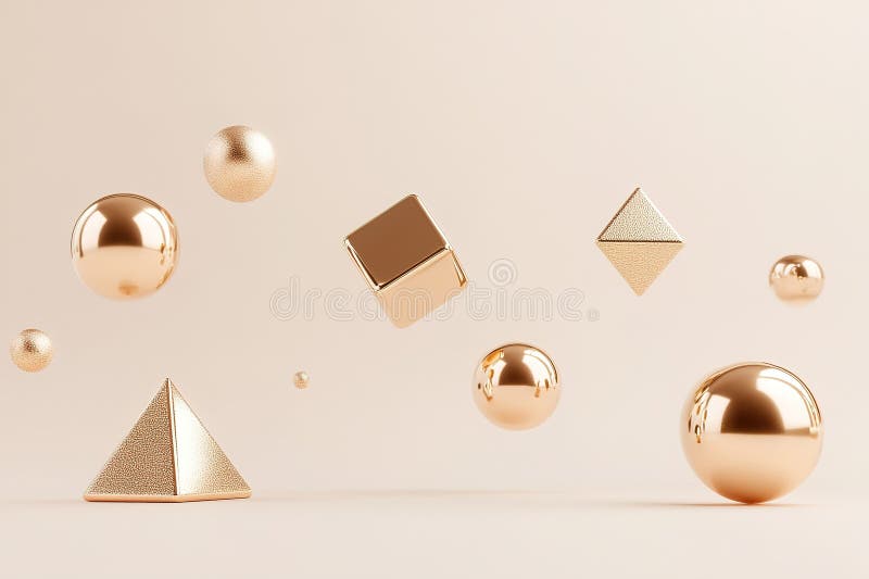 This Composition Features a Variety of Floating Geometric Shapes ...