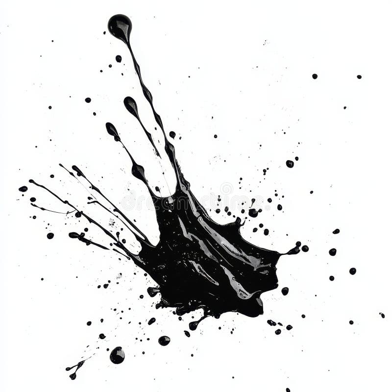 Small Black Paint Splashes on a White Isolated Background Showcasing ...