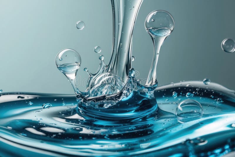 Composition Featuring Clear Gel Splashes, Droplets and Bubbles, a Clean ...