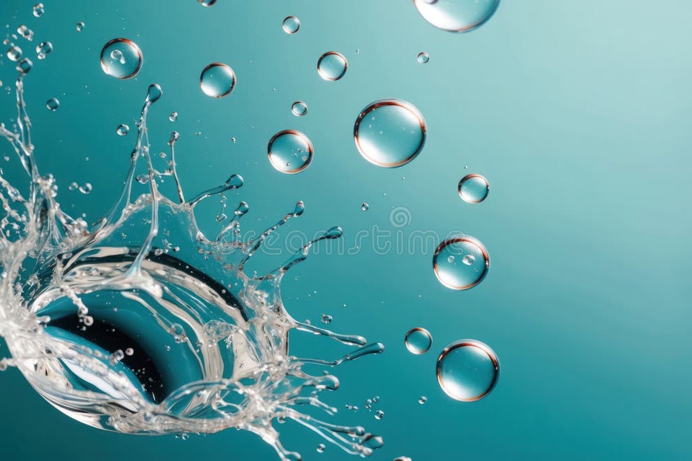 Composition Featuring Clear Gel Splashes, Droplets and Bubbles, a Clean ...