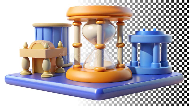 Abstract Clock and Hourglass Shapes Timekeeping Design Elements Png ...