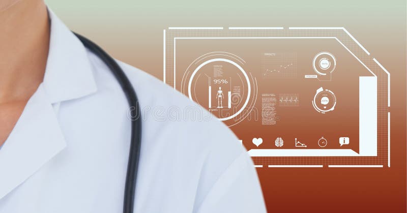 Composition of Female Doctor with Medical Data Processing Stock Image ...