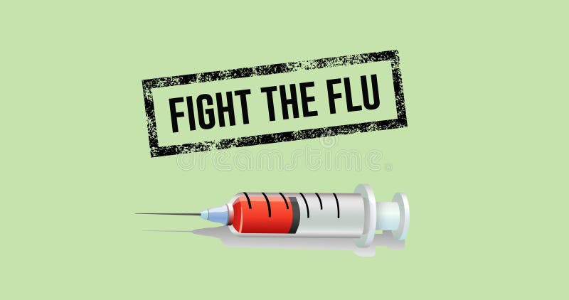 Composition of Fight the Flu Text and Syringe Icon on Green Background ...