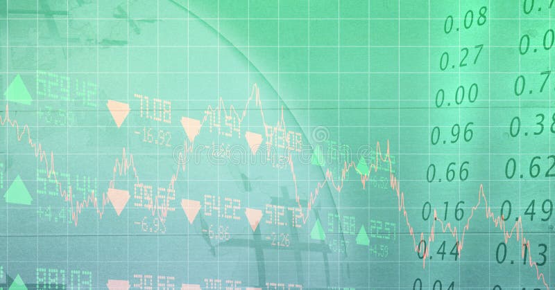 Composition of Financial Data Processing on Green Background Stock ...