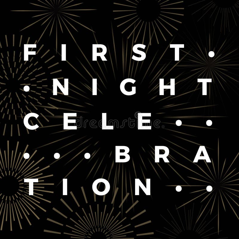 Composition of First Night Party Text Over Fireworks Stock Illustration ...