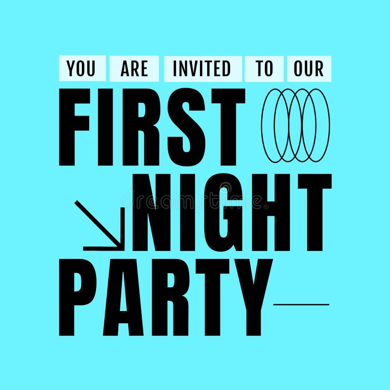 Composition of First Night Party Text Over Shapes Stock Illustration ...