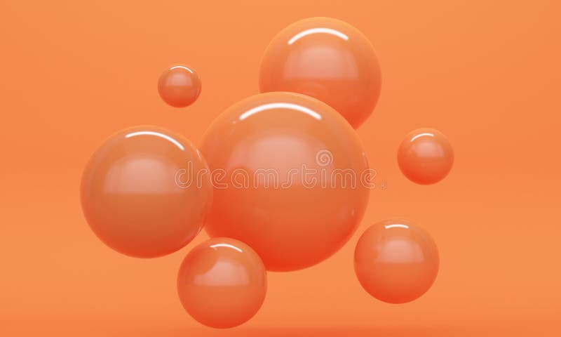 Composition with Flying Spheres on an Orange Background. 3d Rendering ...