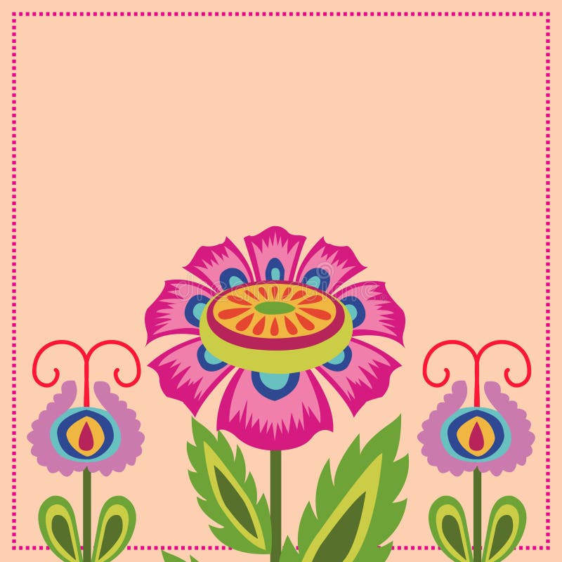 Composition of Folklore Elements Stylized Colors and Patterns. Greeting ...