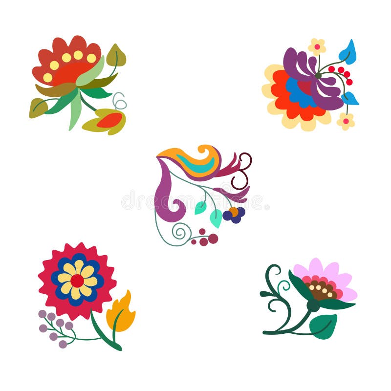 Composition of Folklore Elements Stylized Colors and Patterns. Greeting ...