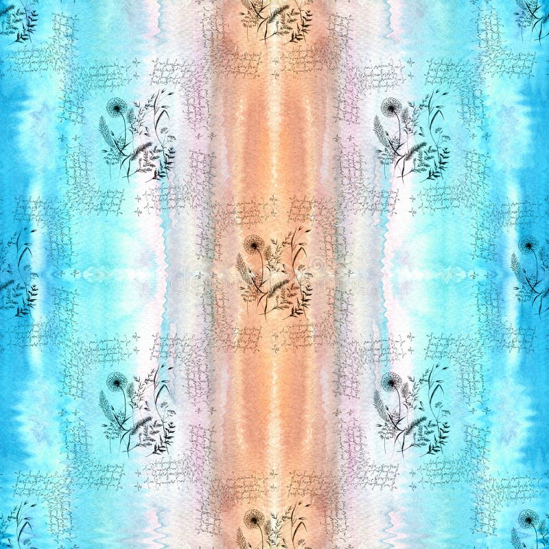 Composition of Font and Plants on a Watercolor Background. Handwritten ...