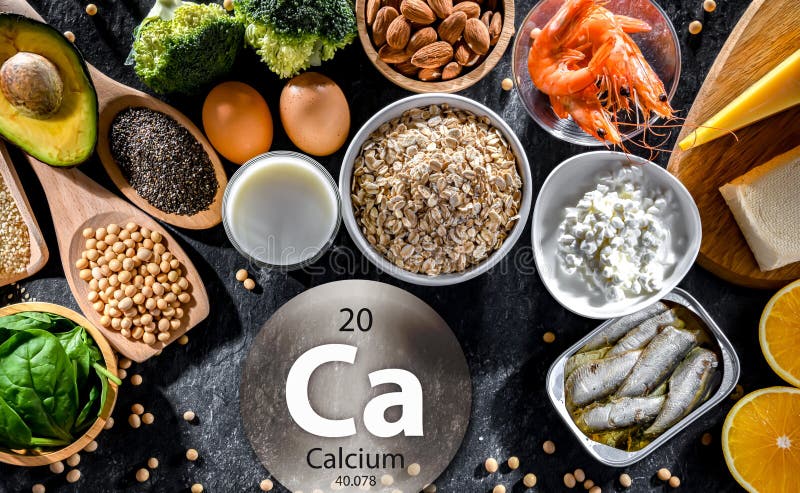 Composition with Food Products Rich in Calcium Stock Illustration ...