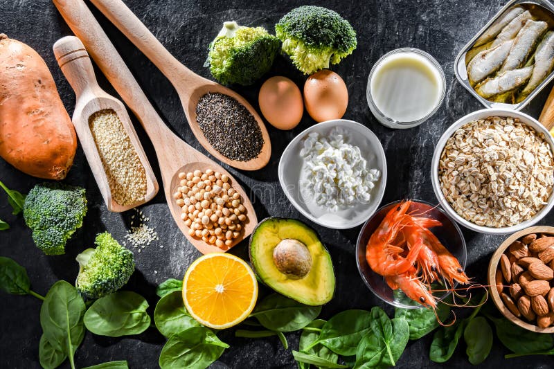 Composition with Food Products Rich in Calcium Stock Image - Image of ...