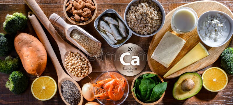 Composition with Food Products Rich in Calcium Stock Image - Image of ...
