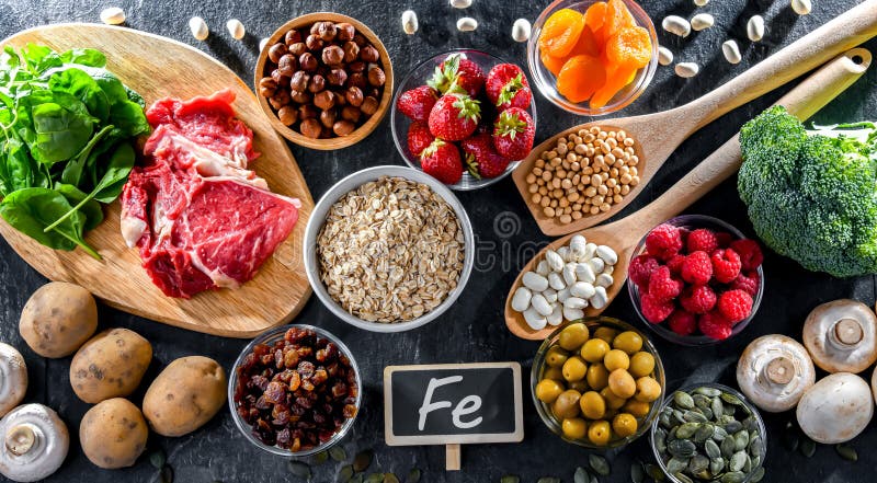Composition with Food Products Rich in Iron Stock Photo - Image of rich ...