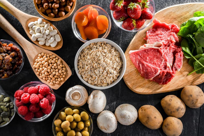 Composition with Food Products Rich in Iron Stock Photo - Image of ...