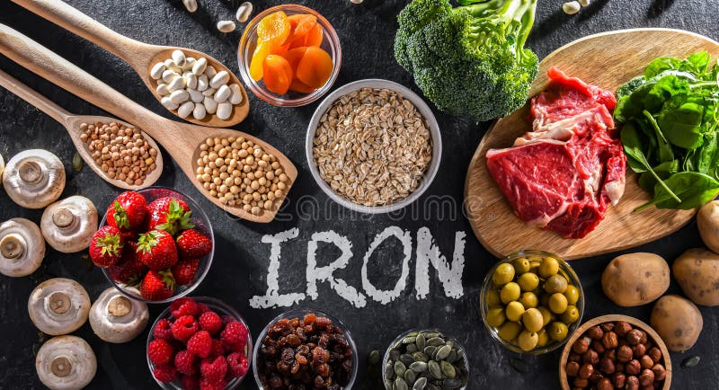 Composition with Food Products Rich in Iron Stock Image - Image of ...