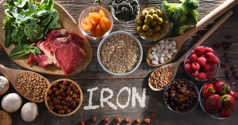 Composition with Food Products Rich in Iron Stock Photo - Image of ...