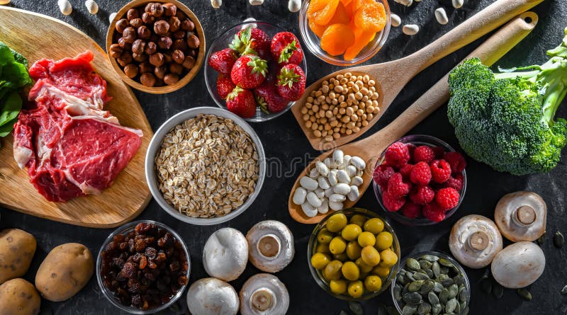 Composition with Food Products Rich in Iron Stock Image - Image of ...