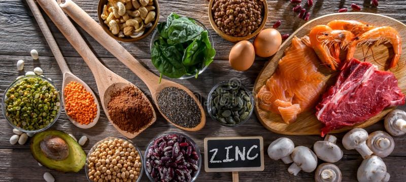 Composition with Food Products Rich in Zinc Stock Photo - Image of ...