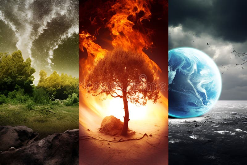 Composition of the Four Natural Elements and Earth. Generative AI ...