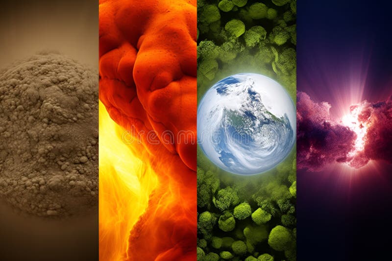 Composition of the Four Natural Elements and Earth. Generative AI ...