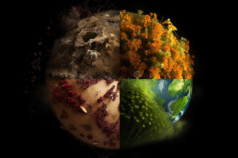 Composition of the Four Natural Elements and Earth. Generative AI ...