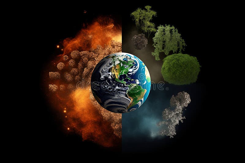 Composition of the Four Natural Elements and Earth. Generative AI ...